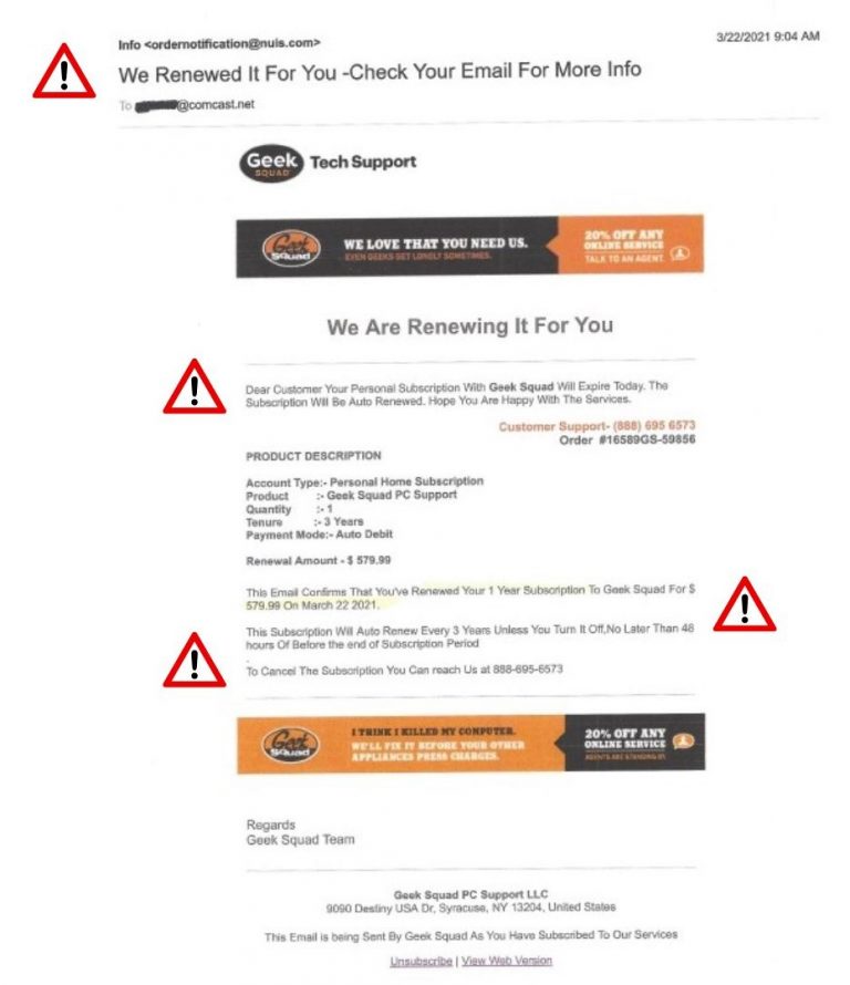How to Spot and Avoid Geek Squad Email Scams | ExchangeDefender Blog